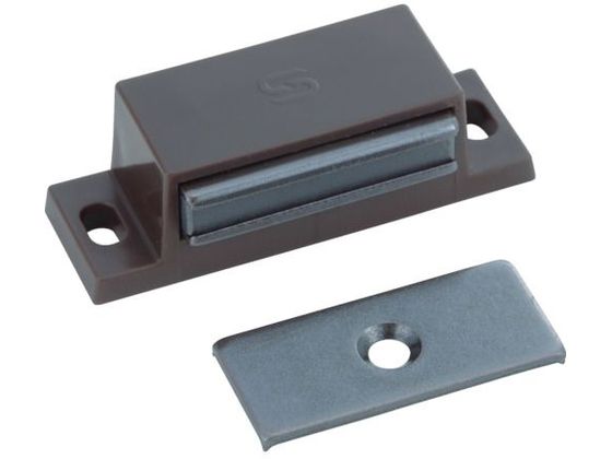 【仕様】●型番：TSM-71-BR●色：茶 ●全長（mm）：50 ●吸着力（N）：35●受板用推奨サラねじ：2．7mm ●本体取付穴寸法：3．5×6mm長穴●本体：ポリプロピレン（PP） ●受け金具：スチール●受け金具【備考】※メーカーの都...