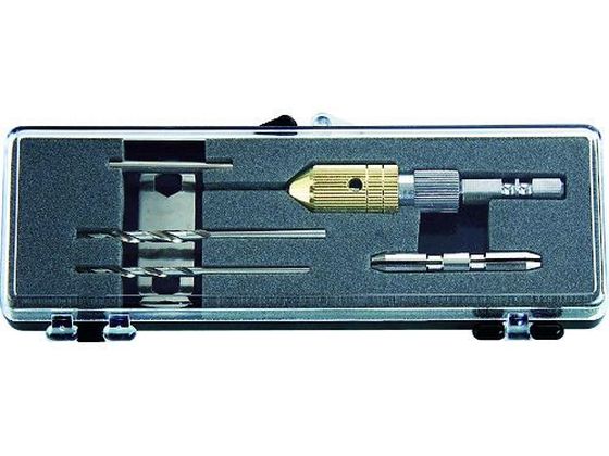 【仕様】●型番：TDPV-3.2S●入数：1S●適応サイズ（mm）：φ0．1〜3．2●全長（mm）：65●摘要：電動ドリル用●快削鋼、銅合金●本体：快速鋼●チャック・キャップ：真鍮●付属ドリル：高速度鋼（HSS）●締め付けピン・板スパナ：炭...