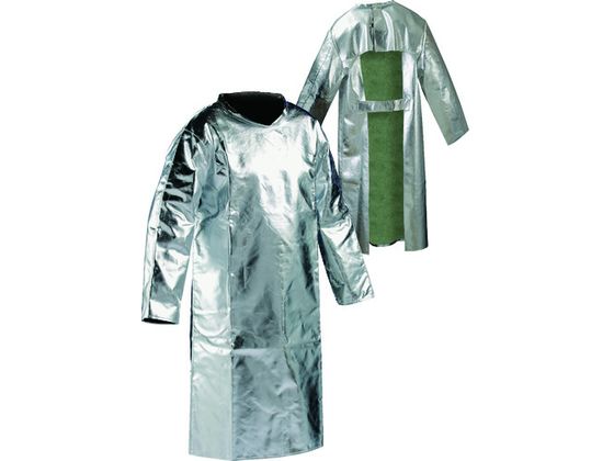 【商品説明】●ドイツで製造された超耐熱保護服です。●耐熱性に優れ、放射熱、溶解した鉄の飛散などから作業者を守ります。●着脱しやすいエプロンタイプです。【仕様】●型番：HSFM120KA-2-56●色：シルバー ●サイズ：XL ●肩幅（cm）...