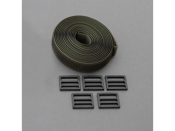 【仕様】●サイズ：25（W）mm×3（L）m●カラー：OD●材質：ポリエステル●樹脂アジャスター付（5個）●お好きな長さに切ってお使い下さい。●アジャスターとの併用でストラップ単体より強固に結束できます。【備考】※メーカーの都合により、パッ...