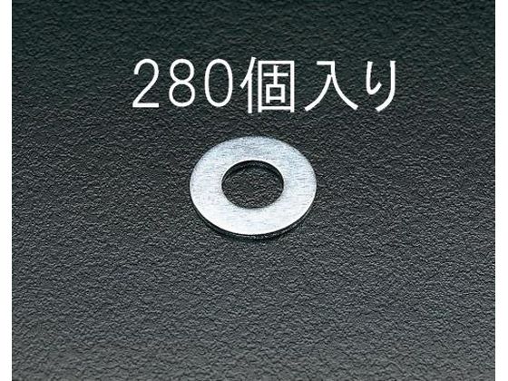 【仕様】●材質：鉄（ユニクロメッキ）●内径×外径×厚み：4×10×0．8mm●入数：280個【備考】※メーカーの都合により、パッケージ・仕様等は予告なく変更になる場合がございます。【検索用キーワード】エスコ　ESCO　えすこ　M4平ワッシャ...