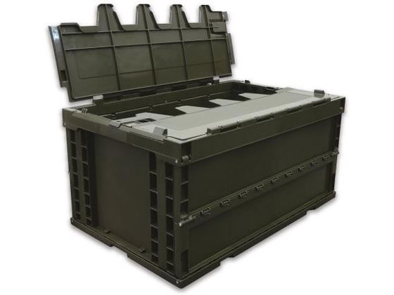 【仕様】●サイズ：649×439×340（H）mm●材質：ポリプロピレン●容量：75．9L●入数：1●ESCOオリジナル　人気のオリーブドラブ色（OD色）コンテナ●ふた一体型（扉ふた）タイプ●上蓋の両端にフタの開閉を防ぐためのロック機構付●...