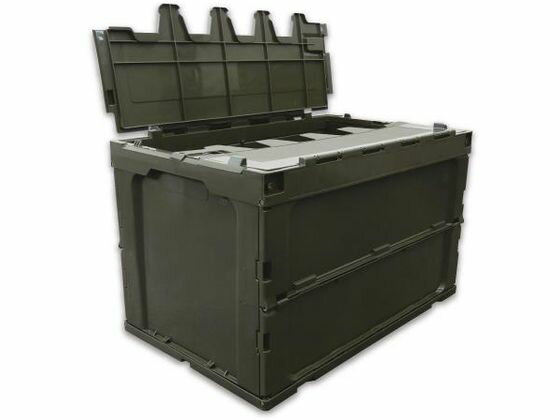 【仕様】●容量：92．2L●サイズ（外寸）：648×440×419（折畳時：91）（H）mm●サイズ（内寸）：600×406×381（H）mm●有効内寸：599×404×381（H）mm●カラー：ODグリーン●材質：ポリプロピレン●圧縮荷重...