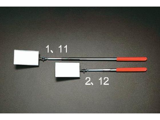 【仕様】●倍率：等倍●ミラー：54×89mm●全長：286〜387mm●グリップ径：φ13mm●ミラー材質：ガラス●ミラー受部：ステンレス●シャフト：バネ鋼メッキ●重量：120g●高所など目視しづらい場所の点検に便利な伸縮式●ボールジョイン...