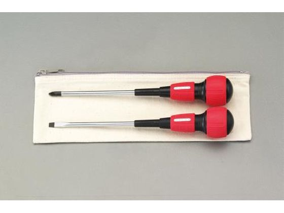 【仕様】●2本組●（＋）ドライバー：先端×軸径：＃2×6．3mm、軸長：150mm●（−）ドライバー：刃幅×刃厚：6．0×0．9mm、軸長：150mm●キャンバス工具袋付：EA925MC−12A（300×100mm）●マグネット付き●ハンド...