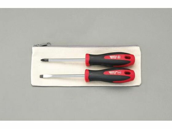 【仕様】●2本組●（＋）ドライバー：先端×軸径：＃2×6．3mm、軸長：100mm●（−）ドライバー：刃幅×刃厚：6．0×1．0mm、軸長：100mm●マグネット付き●袋付：EA925MC−11A（250×100mm）●ハンドルはエラストマ...