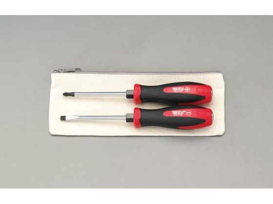 【仕様】●2本組●（＋）ドライバー：先端×軸径：＃2×6．3mm、軸長：100mm●（−）ドライバー：刃幅×刃厚：6．0×1．0mm、軸長：100mm●打撃できる貫通柄タイプ●手元六角付でスパナ・レンチの併用でトルクをかけたねじ締めが可能●...