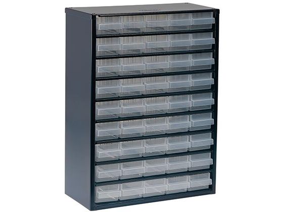 【仕様】●サイズ：307×150×420（H）mm●引き出し：55×153×41（H）mm●重量：3．9kg●材質：外側：スチール　引き出し：樹脂●5列9段●半透明に引出しで中身の確認が可能●仕切り板：10枚（付属）●別売りアクセサリー：引...