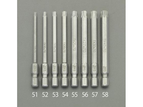 【仕様】●六角シャンク：1／4”●サイズ：T40●全長：70mm●入数：1本【備考】※メーカーの都合により、パッケージ・仕様等は予告なく変更になる場合がございます。【検索用キーワード】エスコ　ESCO　えすこ　T40x70mm[Torx]ド...