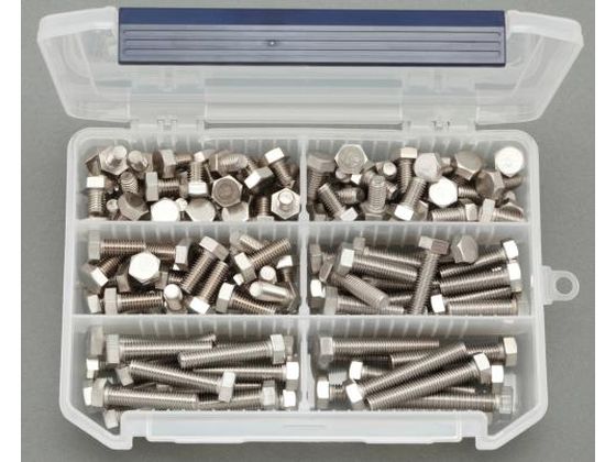 【仕様】●材質：ステンレス●並目ねじ●ケースサイズ：205×145×40mm【セット内容（入数）】M8×10（35）、M8×15（30）M8×20（25）、M8×30（20）M8×40（15）、M8×50（10）●頭対辺：13mm●ピッチ：...