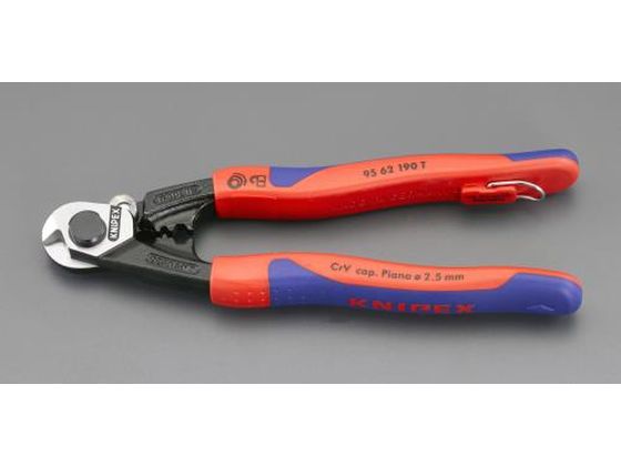 【仕様】●メーカー：KNIPEX（クニペックス）●型番：9562190T●仕上げ：磨き●ワイヤーロープが割れ裂けることなく、きれいに切断できます。●簡易圧着機能付●グリップエンドにセーフティーループを取付可能な金具を設けた安全対策仕様●コン...