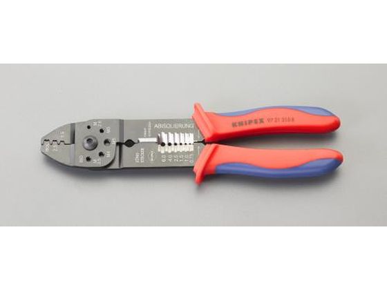 【仕様】●メーカー：KNIPEX（クニペックス）●型番：9721215B●対応端子：差込端子用（6．3mm幅）●圧着範囲：0．5〜1．5、1．5〜2．5mm2ISOL：絶縁被覆部分の圧着用●全長：215mm●ビスカッター付●ハンドル：プラス...