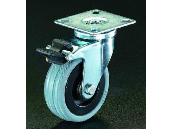 【仕様】●仕様：自在車輪（後ストッパー付き）●耐熱温度：−20〜60℃●材質：金具：スチール、車輪：ソリッドラバー●車輪径×幅：75×25mm●耐荷重：60kg●全高：100mm●ボールベアリング●プレート取付け型●リムは耐衝撃性のあるナイ...