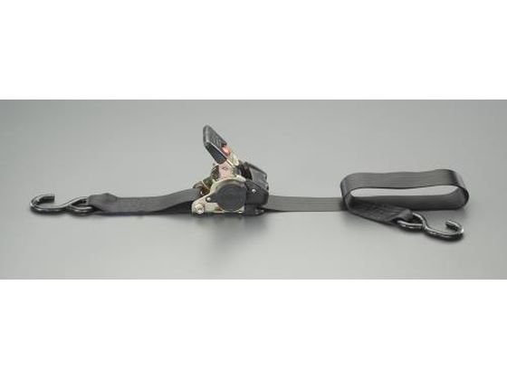 【仕様】●ベルト材質：ポリエステル●使用荷重：300kg●ベルト長：固定側：110mm、調整側：3m●ベルト幅：25mm●バックル内にベルトが収納されているので、荷締め後のベルト余りがありません。●スチールバックル●収納時もラクラク自動巻取...