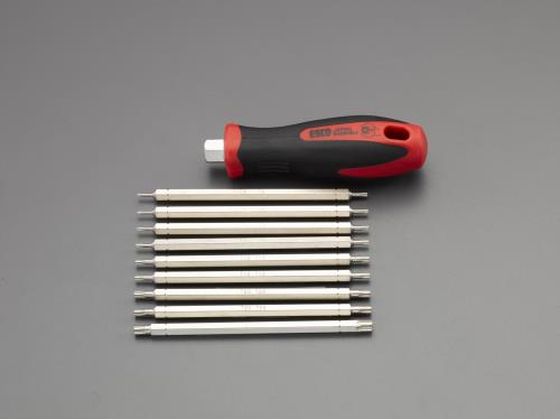 【仕様】●【セット内容】：10点セット●ドライバーハンドル：122mm（手元六角付：対辺12mm）●差込六角対辺：1／4”●ヘクスローブビット：T7・T8・T9・T10・T15・T20・T25・T27・T30●ビット全長：125mm●樹脂ケ...