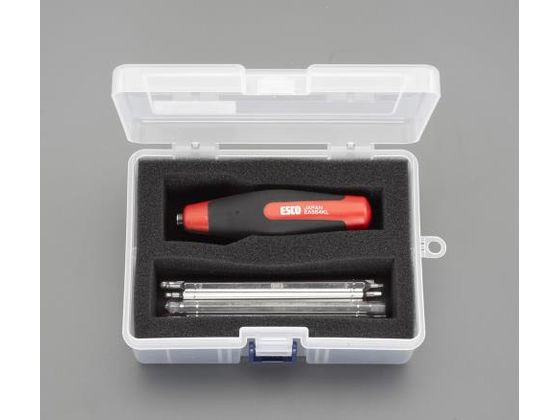 【仕様】●ドライバーハンドル：112mm●差込六角対辺：1／4”●Hexビット：1．5・2．0・2．5・3．0・4．0・5．0・6．0mm●ビット全長：125mm●片側ボールポイント付●樹脂ケース付●早回しにはストレート型、トルクの必要な「...