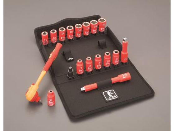 【仕様】●差込角：3／8”●（3／8”）絶縁ソケット（6角）：6・7・8・9・10・11・12・13・14・15・16・17・18・19mm●（3／8”）絶縁ラチェットハンドル：222mm●（3／8”）絶縁エクステンションバー：91・166...