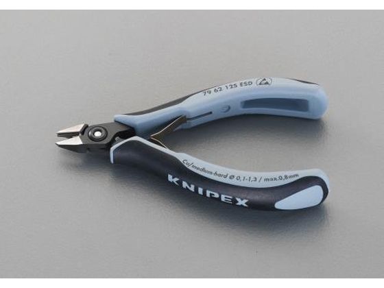 【仕様】●メーカー：KNIPEX（クニペックス）●型番：7952125ESD●テーパー●全長：125mm●刃硬度：HRC64●斜刃●バネ付●ハンドル：コンフォート（ESD）●仕上げ：磨き●切断片を保持するワイヤークランプ付●切断能力（mm）...