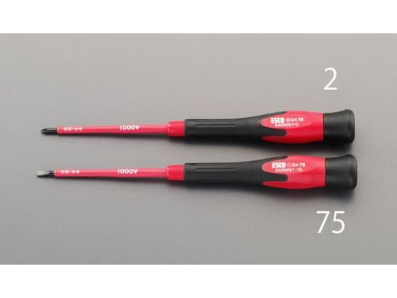 【仕様】●メーカー：兼古製作所（Anex）●型番：※ESCOオリジナルセット品●【セット内容】：（＋）ドライバー（サイズ×軸径）：＃0（−）ドライバー（刃幅×刃厚）：3．0×0．4mm●軸長：75mm●全長：145mm●1000V絶縁●絶縁...