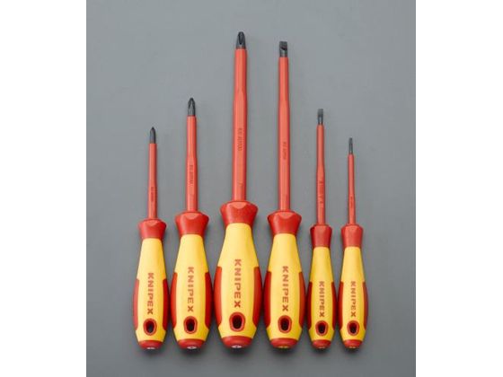 【仕様】●メーカー：KNIPEX（クニペックス）●型番：※ESCOオリジナルセット品●（＋）ドライバー（先端×軸長）：＃1×80mm＃2×100mm＃3×150mm●（−）ドライバー（刃幅×刃厚×軸長）：2．5×0．4×75mm4．0×0．...