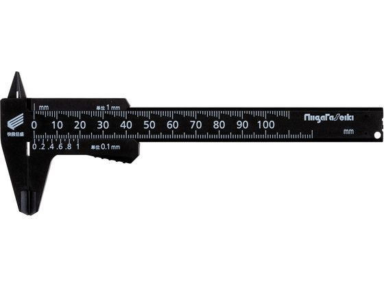 【商品説明】●プラスチック製だから気軽に使えます。●本尺は1mm単位の目盛が見やすい階段状目盛です。●細かい数値が不要な時に便利な1mm読みバ−ニヤ付です。●用途に合わせて目盛をカスタマイズできる白無地シ−ル付です。●収納、携帯に便利な、マ...