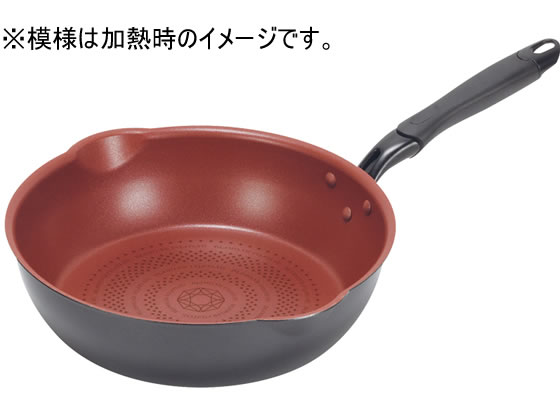 【商品説明】●加熱すると模様が出てくるので、調理開始の適温がわかります。●内面3層コーティング。●金属ヘラOK！【仕様】●製品サイズ：全長485×幅315×高さ145mm●重量：約727g●材質：表面加工／内面＝ふっ素樹脂塗膜加工、外面＝焼...