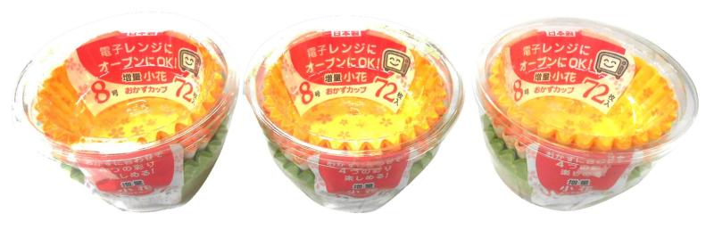 ヒロカ産業 弁当カップ 増量 タイプ 小花柄4色 8号 電子レンジ・オーブン対応 おかずカップ 日本製 72枚入3個セットサイズ:約4.5×4.5×2.5cm本体重量:0.038kg素材・材質:PBT樹脂/紙