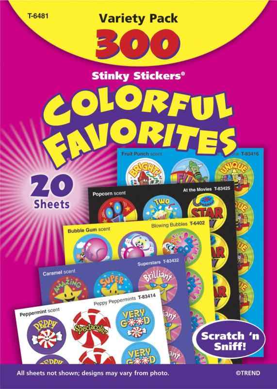 Trend Enterprises トレンド ごほうびシール 香り付 バラエティセット 300片 Trend Stinky Stickers Variety Pack Colorful Favorites T-6481シール:直径約2.6cm