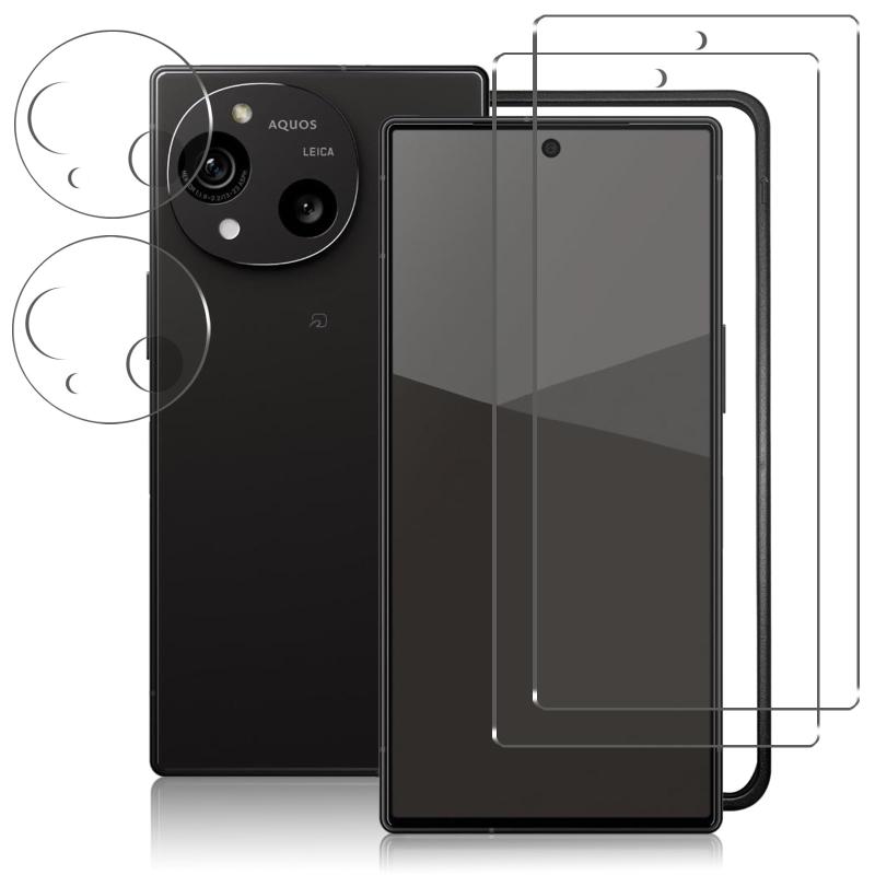AQUOS R10 ガラスフィルム + AQUOS R10 カメラフィルム【旭硝子日本製】aquos r10 フィルム 指紋認証対応 硬度9H 耐衝撃 スクラッチ防止 自動吸着 露出オーバー防止 気泡ゼロ 指紋防止 aquos r10 用の...