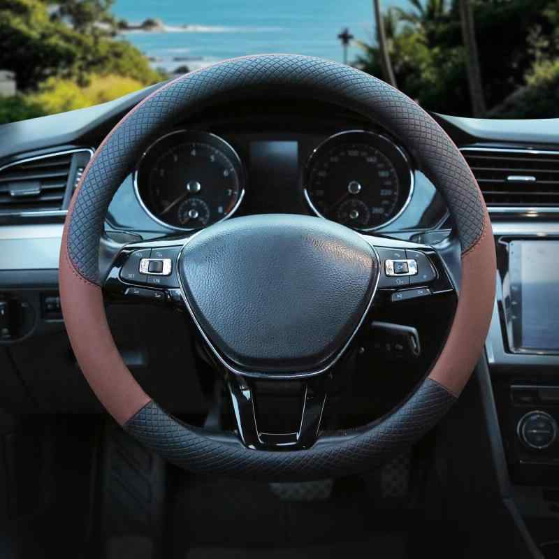 ハンドルカバー 車用 軽自動車 ステアリングカバー 商品直径38 センチメートル汎用 おしゃれ 通気性がよい 滑り防止 オールシーズン対応 普通車 ハンドル 保護カバー カスタム 内装パーツ ハンドルカバー：形状为円形（通常丸型）、直径は3...