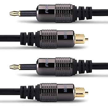 【中古】FosPower (0.9m X 2本) 光デジタルケーブル Mini TOSLINK (3.5mm ミニ トスリンク) オーディオ オプティカルケーブル (角型-丸型)【高耐久 24K金メッキプラグ | 金属コネクタ | ストレイ...