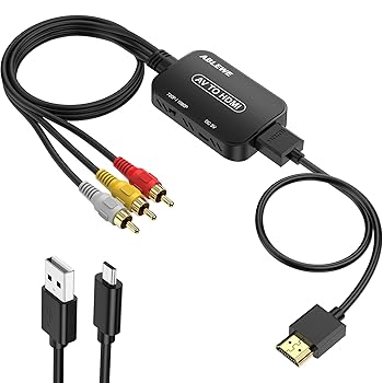 【中古】ABLEWE RCA to HDMI 変換コンバーター AV to HDMI コンポジット 1080/720P切り替え 音声出力可 USB給電 【日本語取扱説明書付き】3色(赤 白 黄)ビデオ/avケーブル hdmi ケーブル付き ...