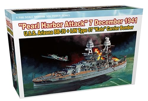 【中古】(未使用品)プラッツ ドラゴン 1/700 WW2 1941年12月8日 真珠湾攻撃 アメリカ 戦艦 アリゾナBB-39 ＆ 日本 九七式艦上攻撃機 2機 付属 プラモデル DR7127【メーカー名】【メーカー型番】【ブランド名】プ...