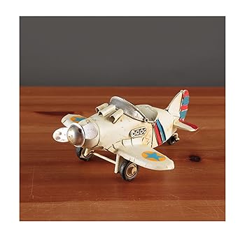【中古】(非常に良い)レトロなノスタルジックな錬鉄製の飛行機モデルの装飾品、戦闘機のレプリカ、金属工芸品、ホームオフィスの装飾装飾品、コレクションギフト5.1X5.5X2.3in,白【メーカー名】【メーカー型番】【ブランド名】WallDec...
