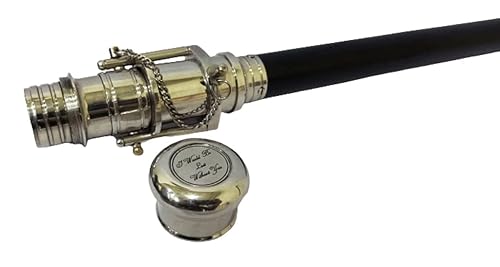 【中古】(未使用品)historicalmuseumstore Personalized Wood Cane-Brass Telescope Walking Stick- Hidden Spy Handle Black by histori...