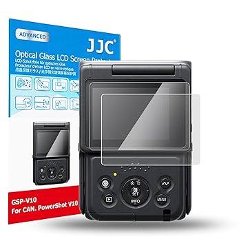 【中古】(未使用品)【2枚セット Canon PowerShot V10専用】JJC 液晶保護フィルム Canon PowerShot V10 PSV10 カメラ対応 超薄 強化ガラス 高硬度9H 透過率95％以上 撥水 撥油 撥指紋 レン...