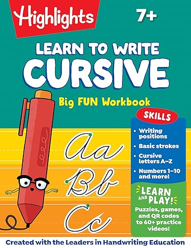 【中古】Learn to Write Cursive Big Fun Workbook: 110-Page Cursive Handwriting Workbook, Step-by-Step Instructions for Cursiv...