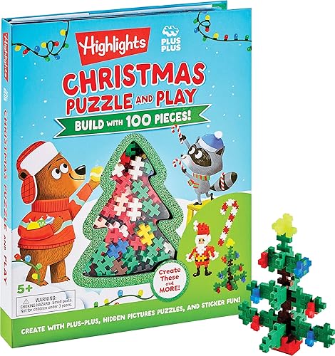 【中古】(非常に良い)Christmas Puzzle and Play: Build with 100 Pieces!: Holiday Set with Hidden Objects and Plus-Plus Building Blo...