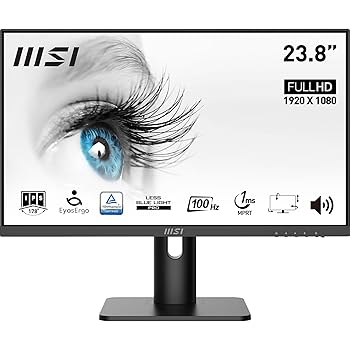 【中古】MSI PRO MP243XP 24インチ IPS 1920 x 1080 (FHD) コンピューターモニター 100Hz アダプティブ同期 HDMI DisplayPort VESAマウント可能 傾き 高さ調整可能 スピーカー 1...