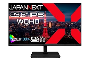 【中古】(非常に良い)JAPANNEXT 23.8インチ モニター WQHD 2560x1440解像度 IPS ディスプレイ (HDMI/USB-C 給電 (65W) / DisplayPort/VESA対応/ブルーライトカット) JN-I...