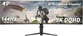 【中古】YOGAES 49インチ5K 超ワイドデュアルQHD（5120 x 1440）IPS曲面ゲームディスプレイ、49インチモニター、HDR 400、IPSパネルはVAパネルに比べて表示性能が優れており、さらに割れにくい特長があります、内...