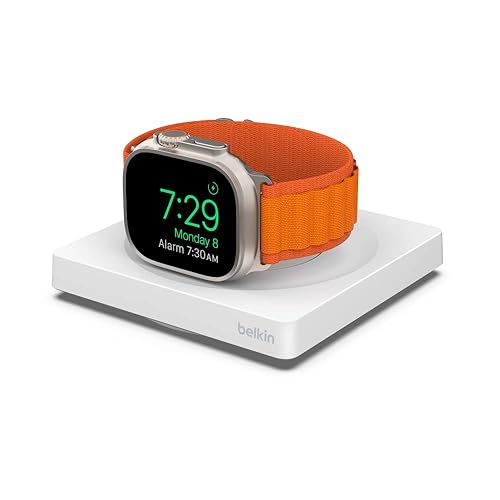【中古】(非常に良い)Belkin Apple Watch用ポータブル高速充電器 Apple Watch 8/7/Ultra高速充電対応 AirPods Pro 2充電対応 USB-Cケーブル(1.2m)付属 ホワイト WIZ015btWH...