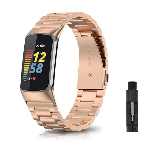 【中古】[SeGinn] バンド Fitbit Charge 6 / Fitbit Charge 5 対応 交換バンド ステンレス製 サイズ調節可能 調整工具付き ストラップ ビジネス風 肌にやさしい メンズ＆レディース用 交換ベルト 替え...