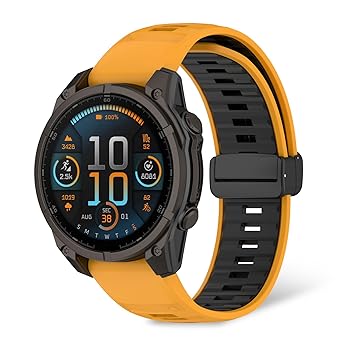 【中古】(非常に良い)For Garmin Fenix 8 51mm/Epix Pro 51mm/Fenix 7X/Fenix 7X pro バンド シリコン製 磁気折りたたみバックルデザインを スポーツバンド 交換ベルト YANMONGI...