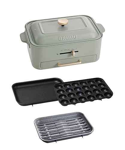 【中古】(未使用品)BRUNO ブルーノ コンパクトグリルホットプレート 減煙 煙が出にくい 焼肉グリル 焼肉プレート おうち焼肉 平面プレート たこ焼きプレート 減煙グリルプレート グリーン BOE109-GR【メーカー名】【メーカー型番...