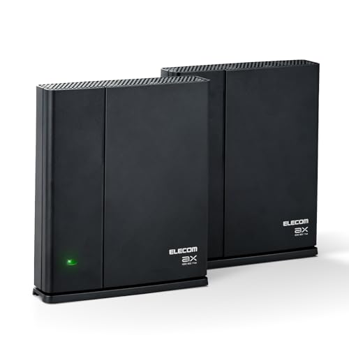 1.WiFiルーター+中継器ブラック/-/WMC-2LX2-B・Style:1.WiFiルーター+中継器・パッケージ個数:1・メッシュネットワークを構築することで、家中どこでも快適にインターネットを利用できるEasyMeshスターターキット...