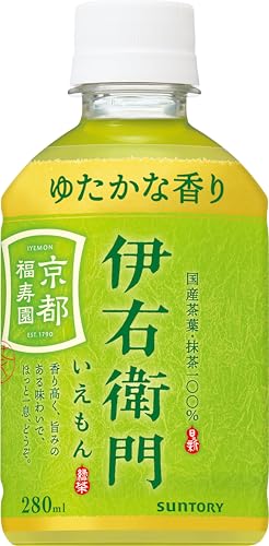 -/280ミリリットル (x 24)/-・パッケージ個数:1・緑茶（国産）／ビタミンC・内容量:280ml×24本・カロリー:0kcal/100ml・商品サイズ(高さx奥行x幅):14cm×41cm×27cm・伊右衛門が淹れたての色・味・香...