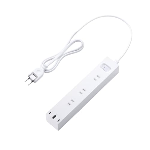 1mホワイト/-/ECT-3910WH・Color:ホワイトStyle:1mPatternName:1)タップ単体・パッケージ個数:1・上面と側面に各3個口、計6個口の2ピン式差込口を搭載したタップです。・USBポートは、USB Type-...