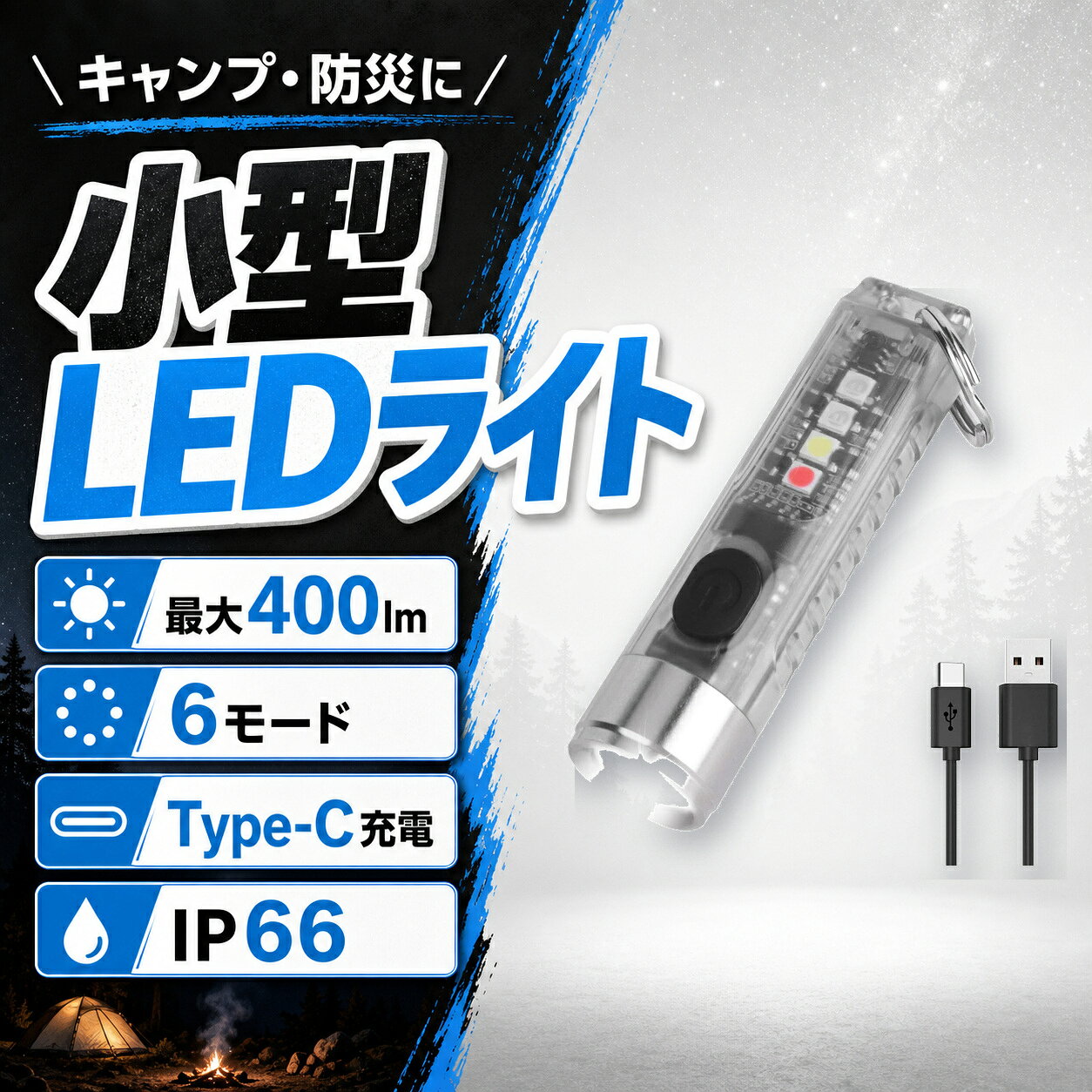 商品仕様ブランド：IF FISHERFANS型番：S11カラー：クリア明るさ：最大400lm点灯：6モード充電：Type-C防水・防塵：IP66サイズ：約60.5×15.6mmご使用前の確認IP66は水中使用を保証するものではありません。充...