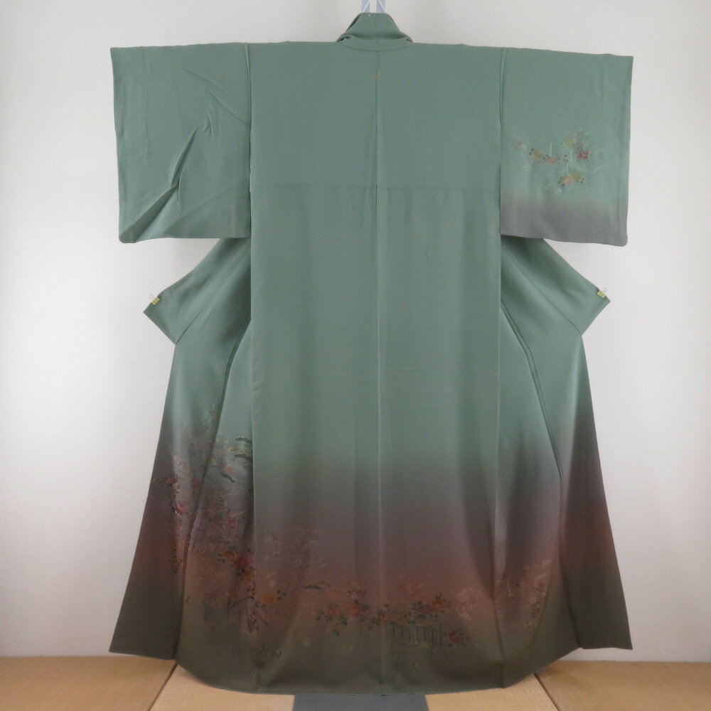 商品コードec12424 アイテム訪問着 対象レディース カラー グリーン x ブラウン 品質表示正絹 サイズ 身丈(肩から)：156cm裄丈：64cm袖丈：48cm前幅：25cm後幅：30cm 保証期間初期不良（到着から1週間）のみ 商品...